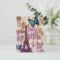 country Chic Floral butterfly Paris Eiffel Tower Postcard | Zazzle