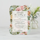 Country Chic Pink Rose Flower Rustic Wood Wedding Invitation | Zazzle