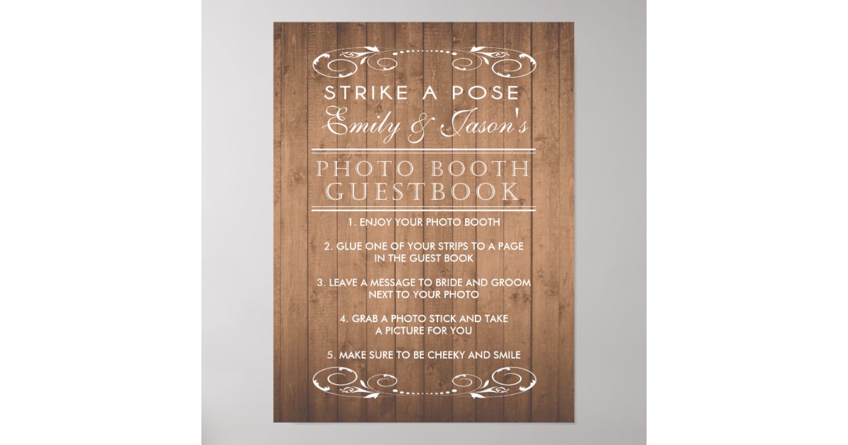 Country chic wedding Photo Booth Guest Book sign | Zazzle