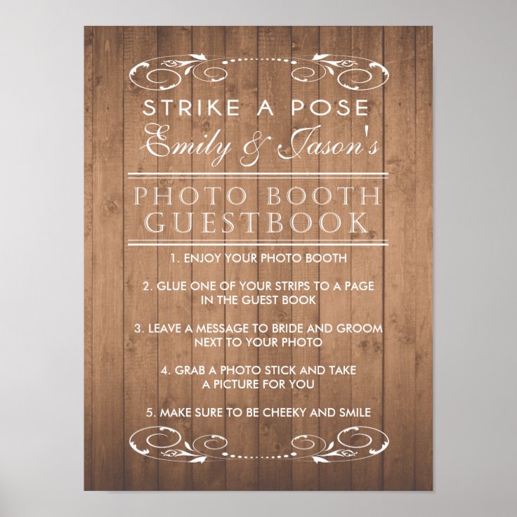 Country chic wedding Photo Booth Guest Book sign | Zazzle