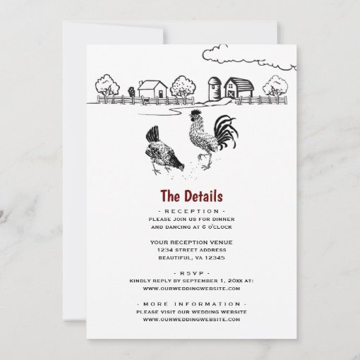 Country Chicken Farm All in One Wedding Invitation | Zazzle