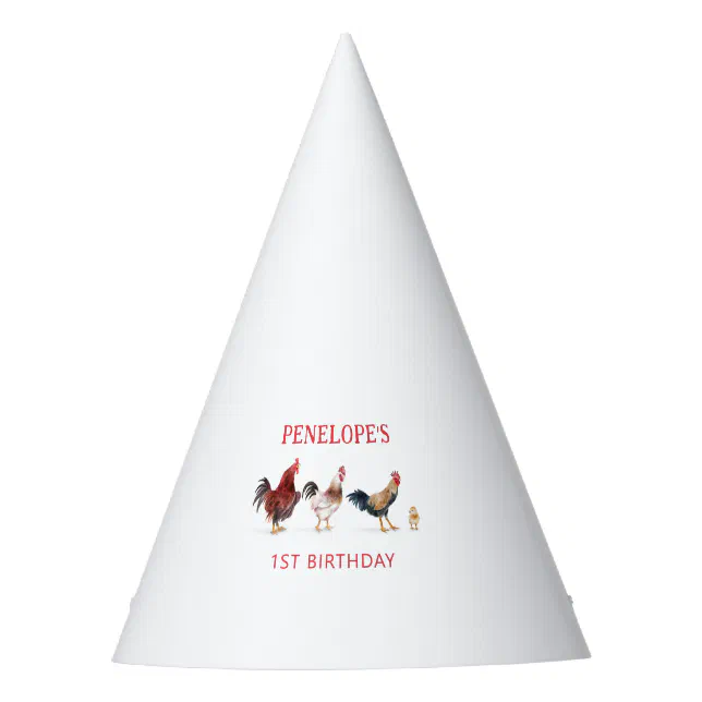 Country Chicken Farm Animal Birthday Party Hat | Zazzle