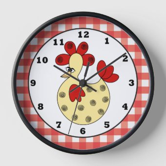 Country Chicken kitchen wall clock | Zazzle