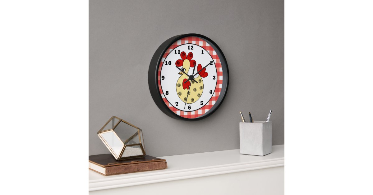 Country Chicken kitchen wall clock | Zazzle