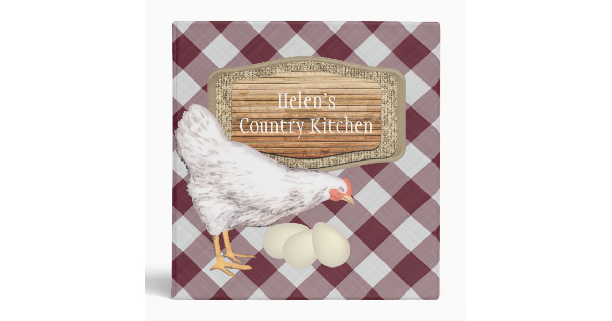 Country Chicken Recipe 3 Ring Binder | Zazzle