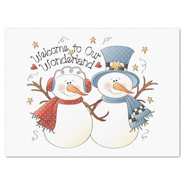 Country Christmas snowman Holiday tissue party Tissue Paper | Zazzle