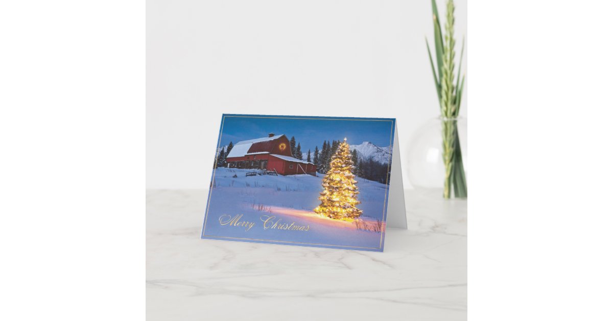 Country Christmas Winter Scene Holiday Card | Zazzle