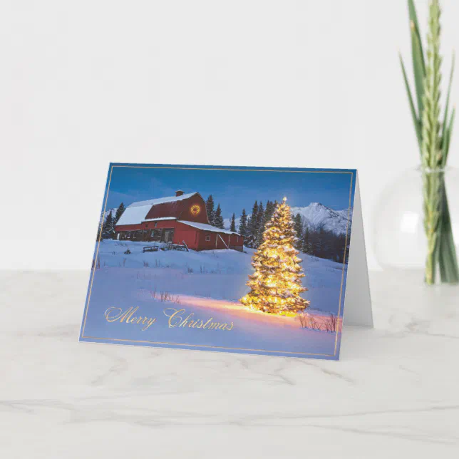 Country Christmas Winter Scene Holiday Card | Zazzle