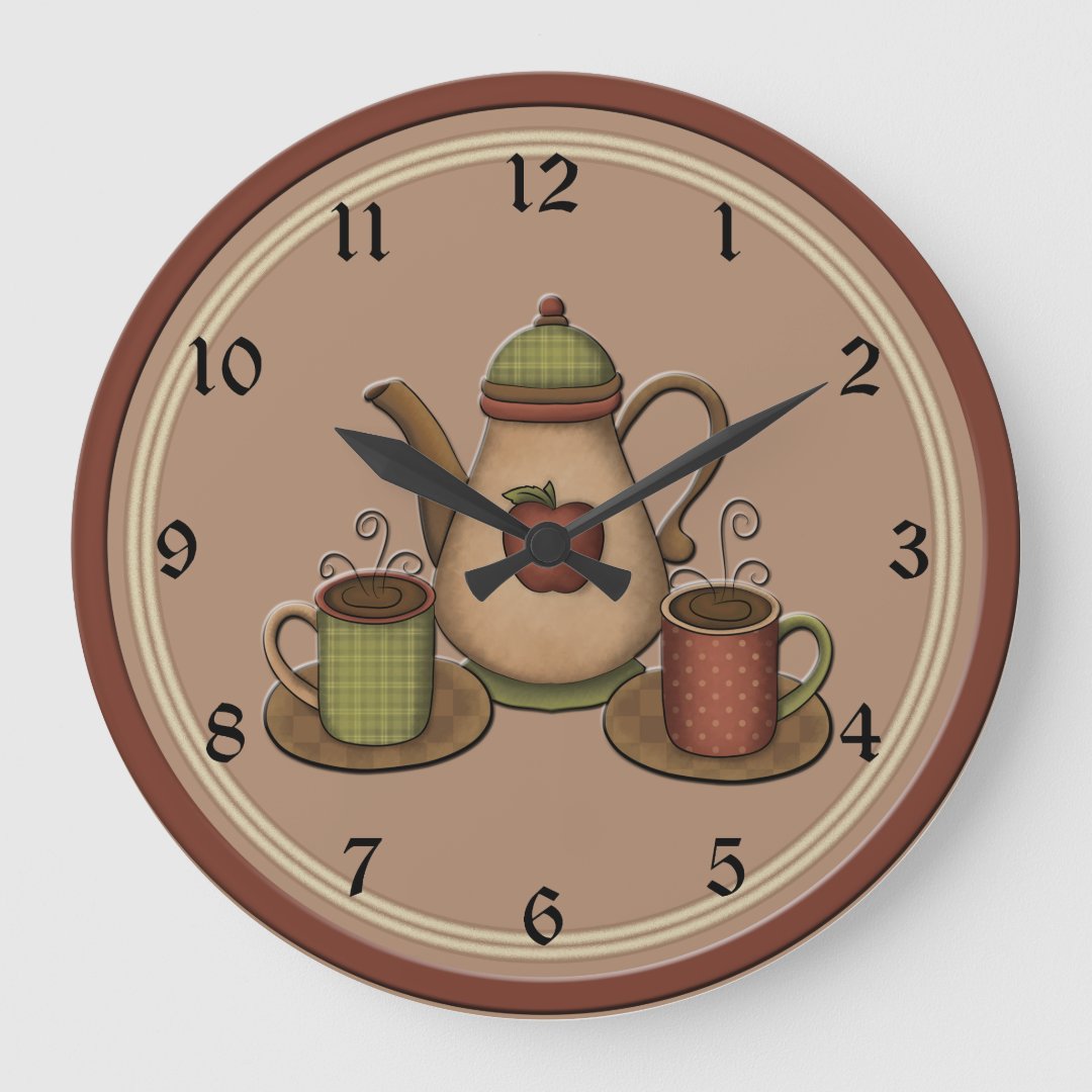 Country Coffee Kitchen Clock | Zazzle