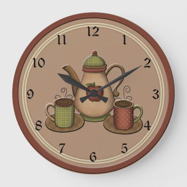 Country Coffee Kitchen Clock | Zazzle