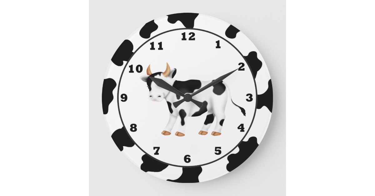 Country Cow Cartoon Clock | Zazzle