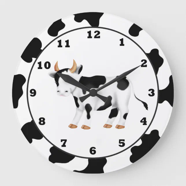 Country Cow Cartoon Clock | Zazzle