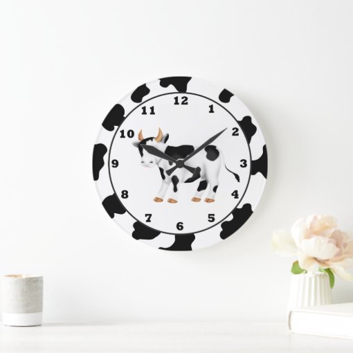 Country Cow Cartoon Clock | Zazzle