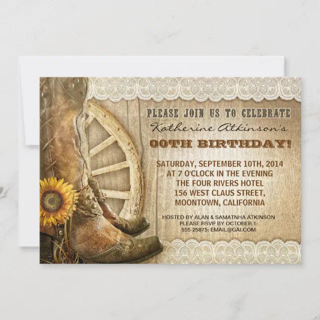 country cowboy style birthday invitations | Zazzle