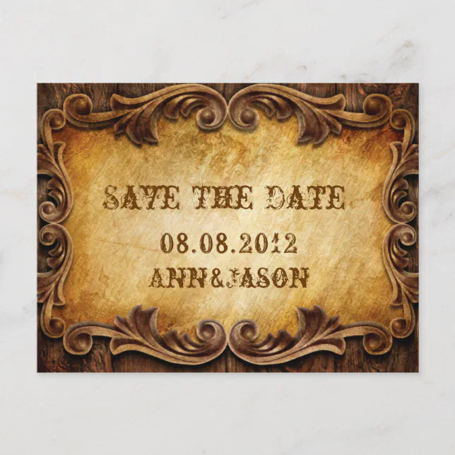 Country Cowboy Western Wedding save the date Announcement Postcard | Zazzle