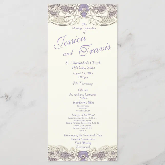 Country Elegance Lavender Floral Wedding Program | Zazzle