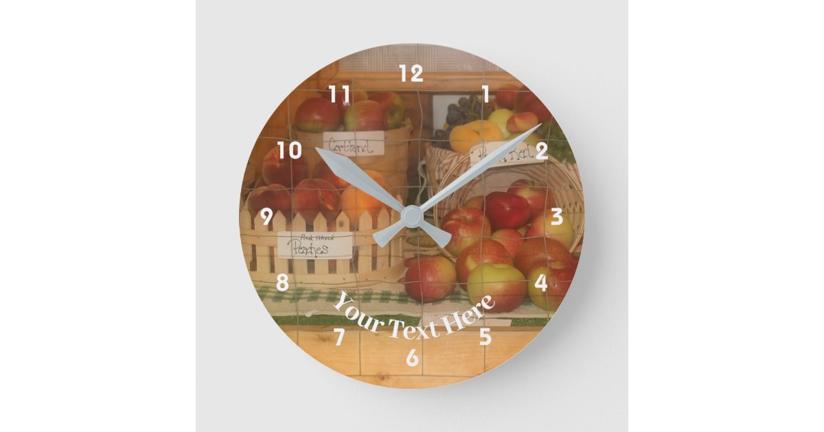 Country Fair Fruit Harvest Personalized Round Clock | Zazzle
