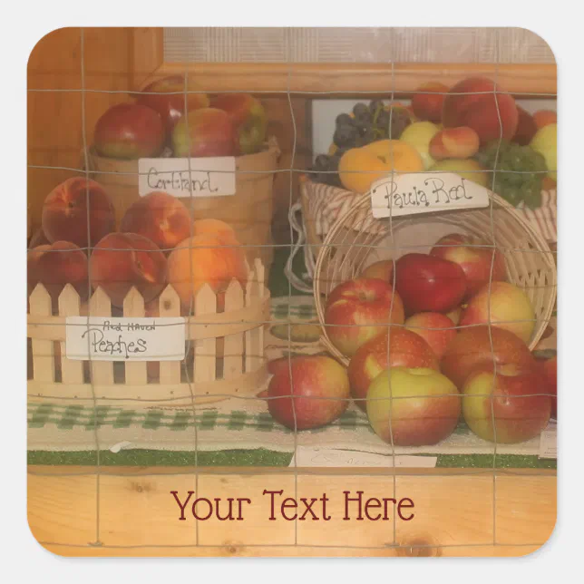 Country Fair Fruit Harvest Personalized Square Sticker | Zazzle