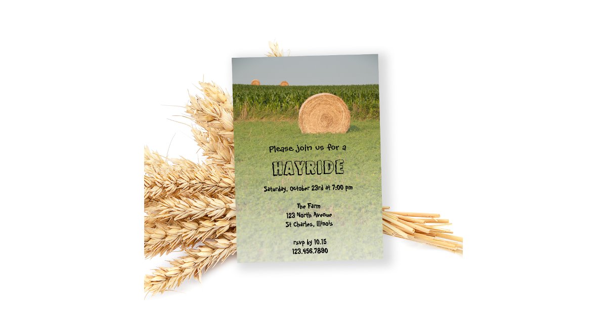 Country Farm Hay Bale Hayride Invitation | Zazzle