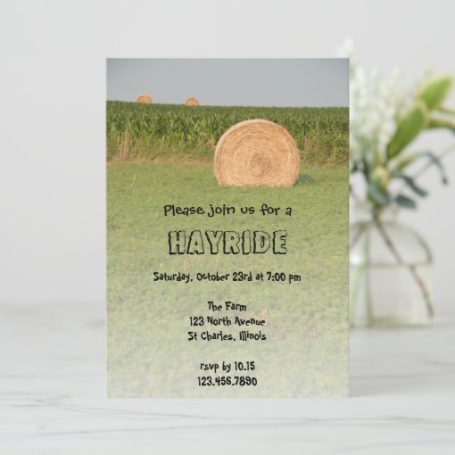 Country Farm Hay Bale Hayride Invitation | Zazzle
