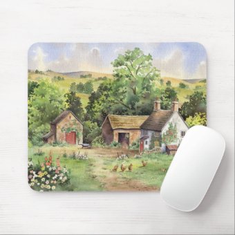 "Country Farm" idyllic country landscape Mouse Pad | Zazzle