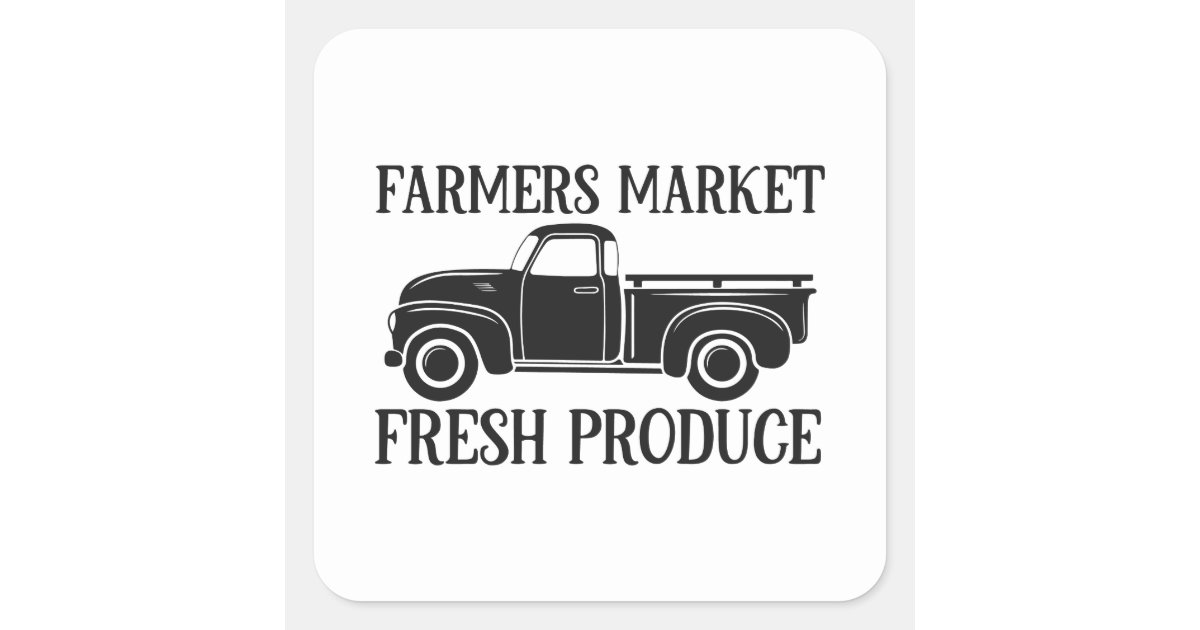 Country Farmers market fresh produce word art Square Sticker | Zazzle
