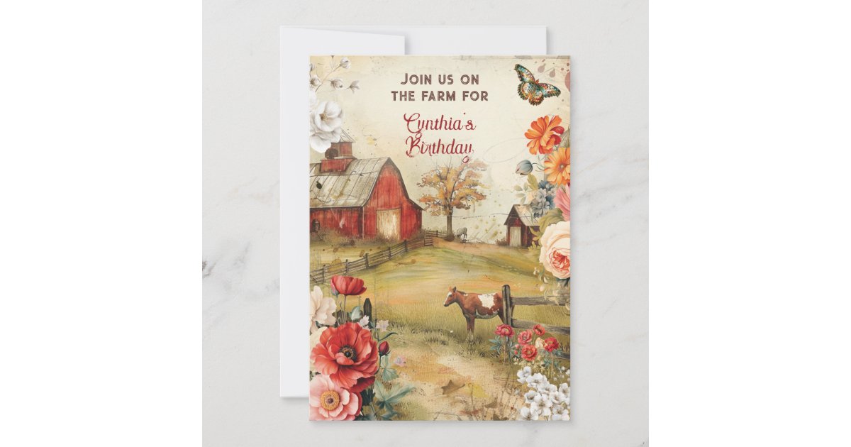 Country Farmland Party Theme Invitation | Zazzle
