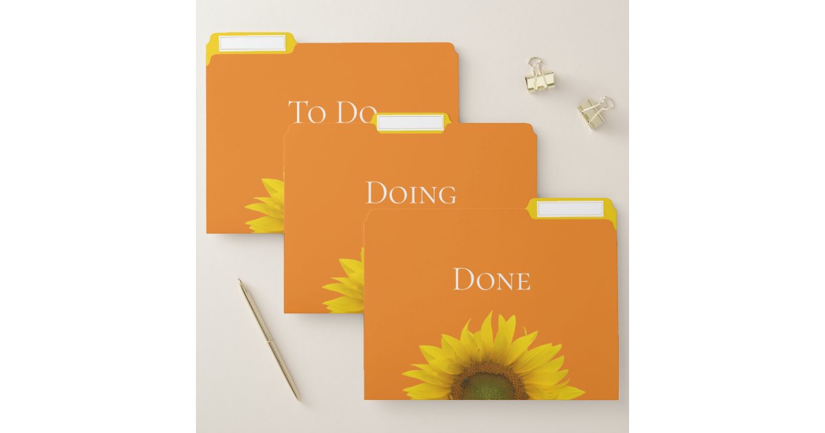 Country Floral Sunflowers Orange File Folder | Zazzle