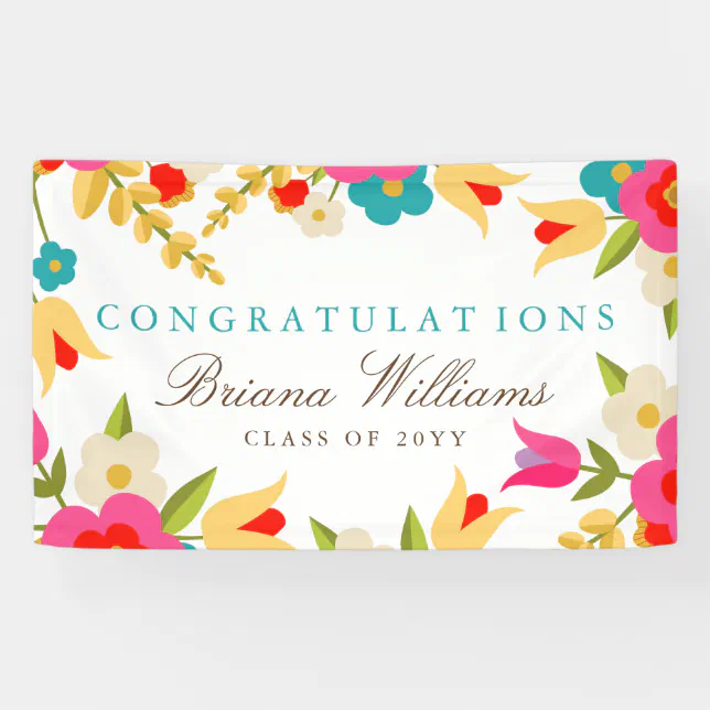Country Flowers Graduation Banner | Zazzle