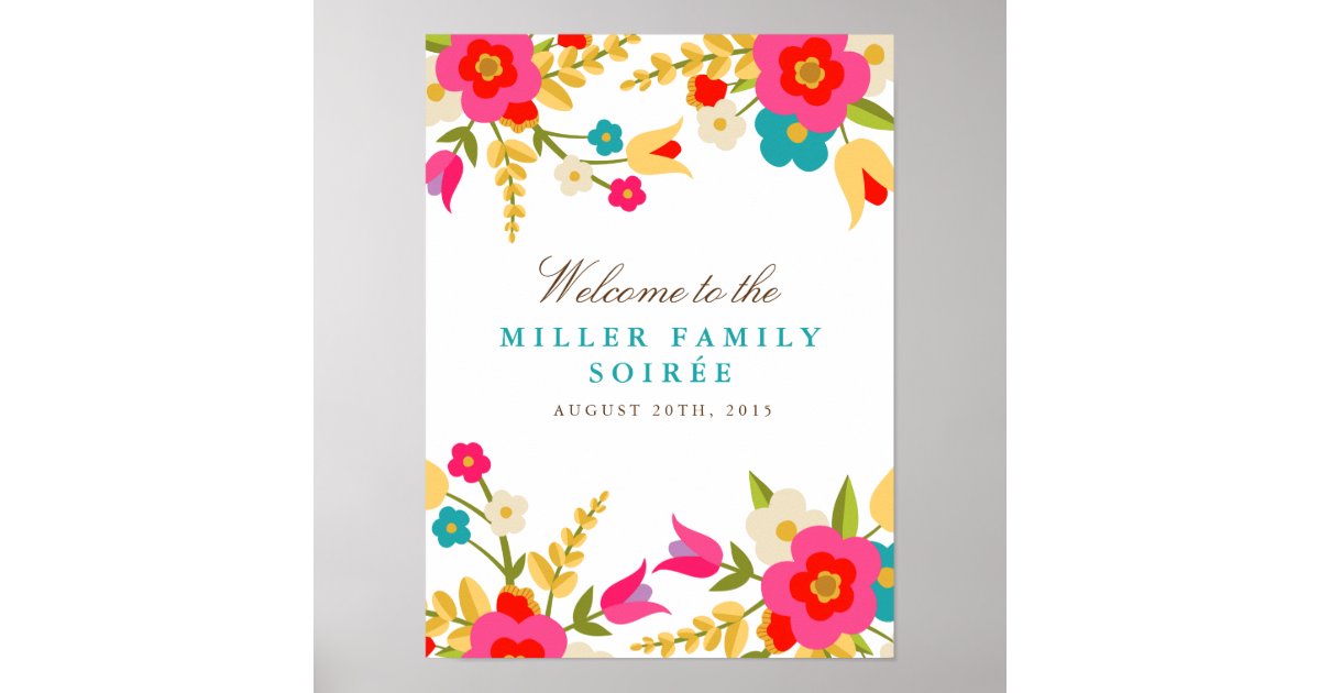 Country Flowers Party Welcome Poster | Zazzle