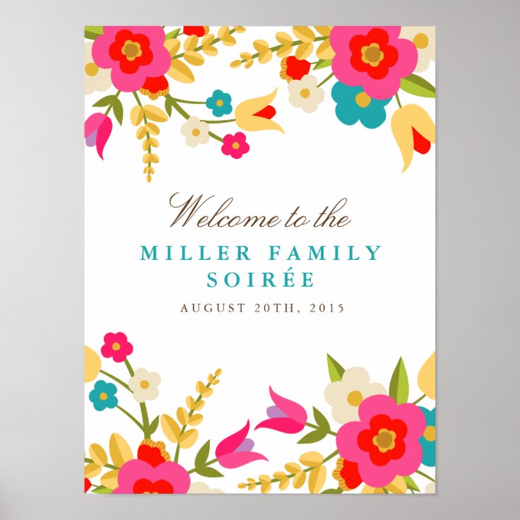 Country Flowers Party Welcome Poster | Zazzle