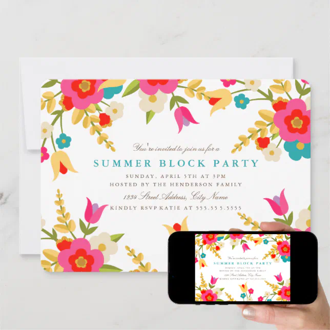 Country Flowers Summer Party Invite | Zazzle