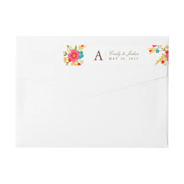 Country Flowers Wedding Monogram Wrap Around Label | Zazzle