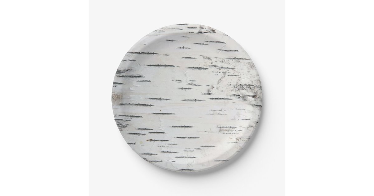 Country Forest Rustic Birch Tree Bark Paper Plates | Zazzle