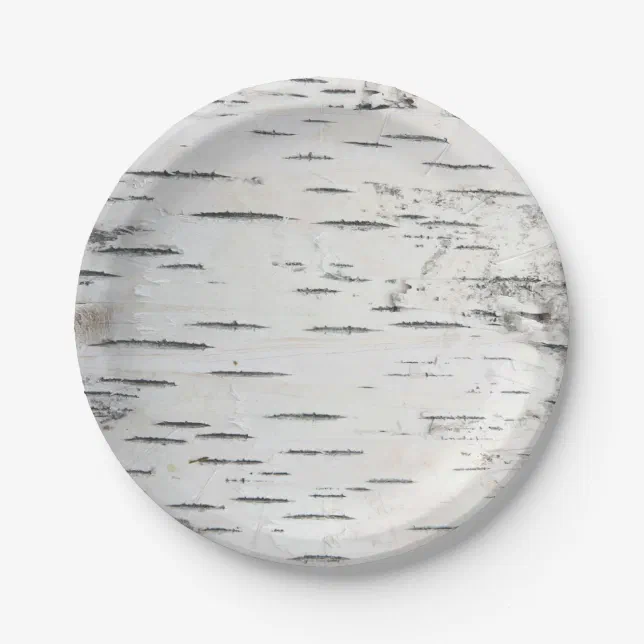 Country Forest Rustic Birch Tree Bark Paper Plates | Zazzle