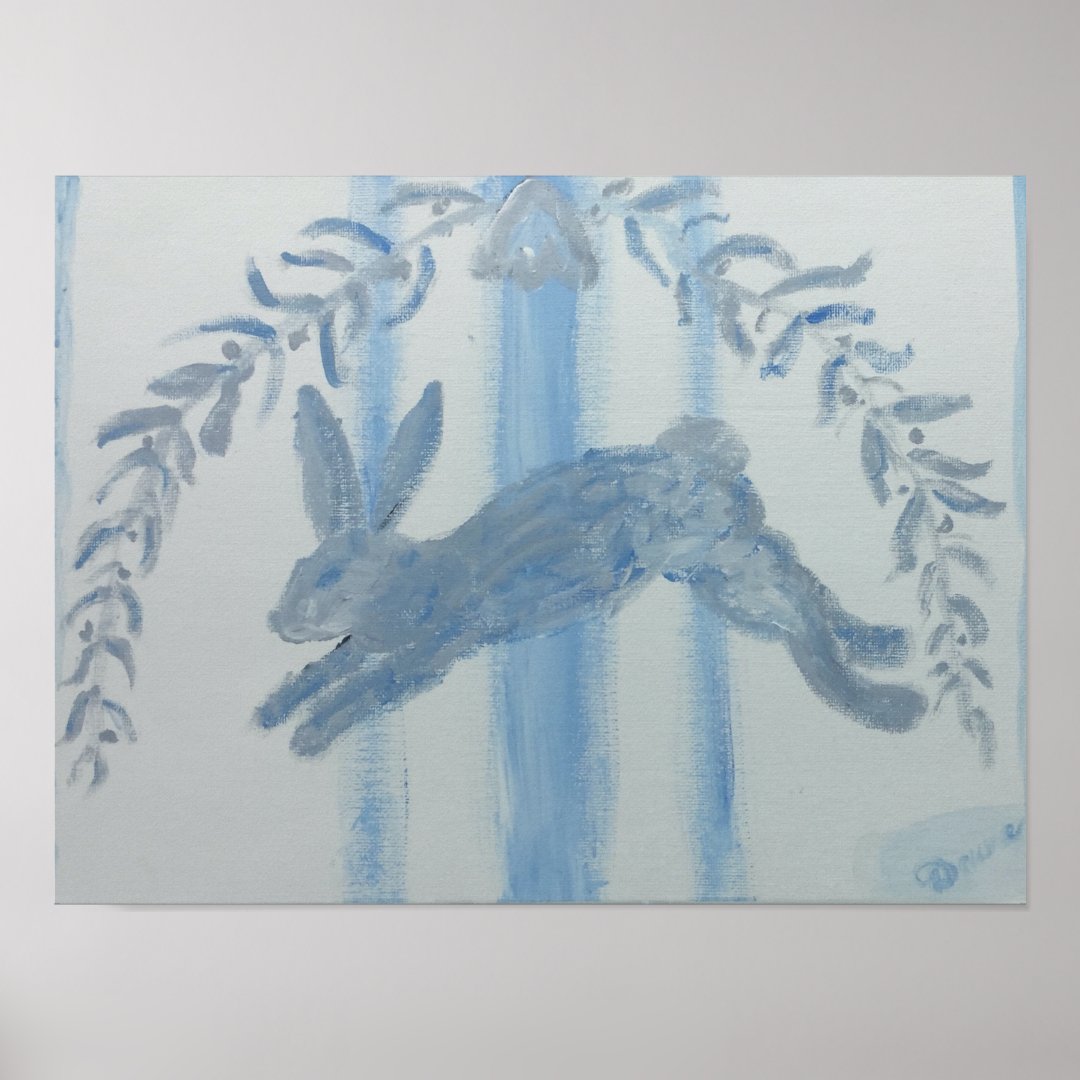 Country French Bunny Rabbit Art Print Poster | Zazzle