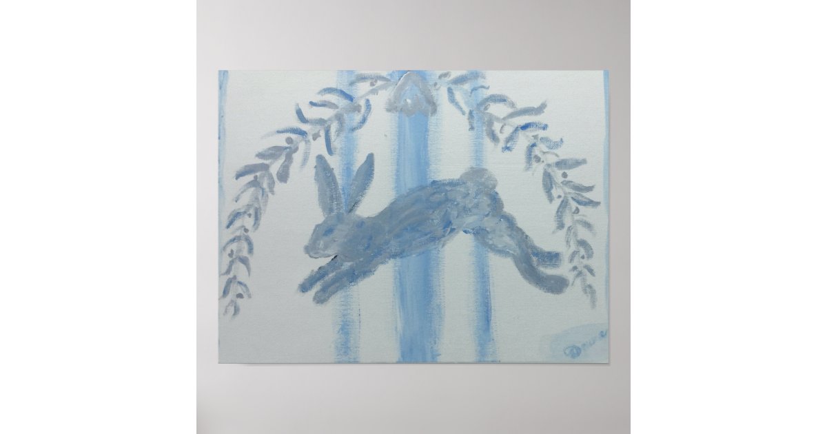 Country French Bunny Rabbit Art Print Poster | Zazzle