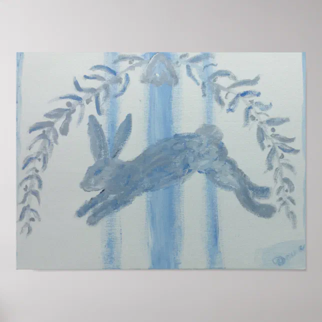 Country French Bunny Rabbit Art Print Poster | Zazzle