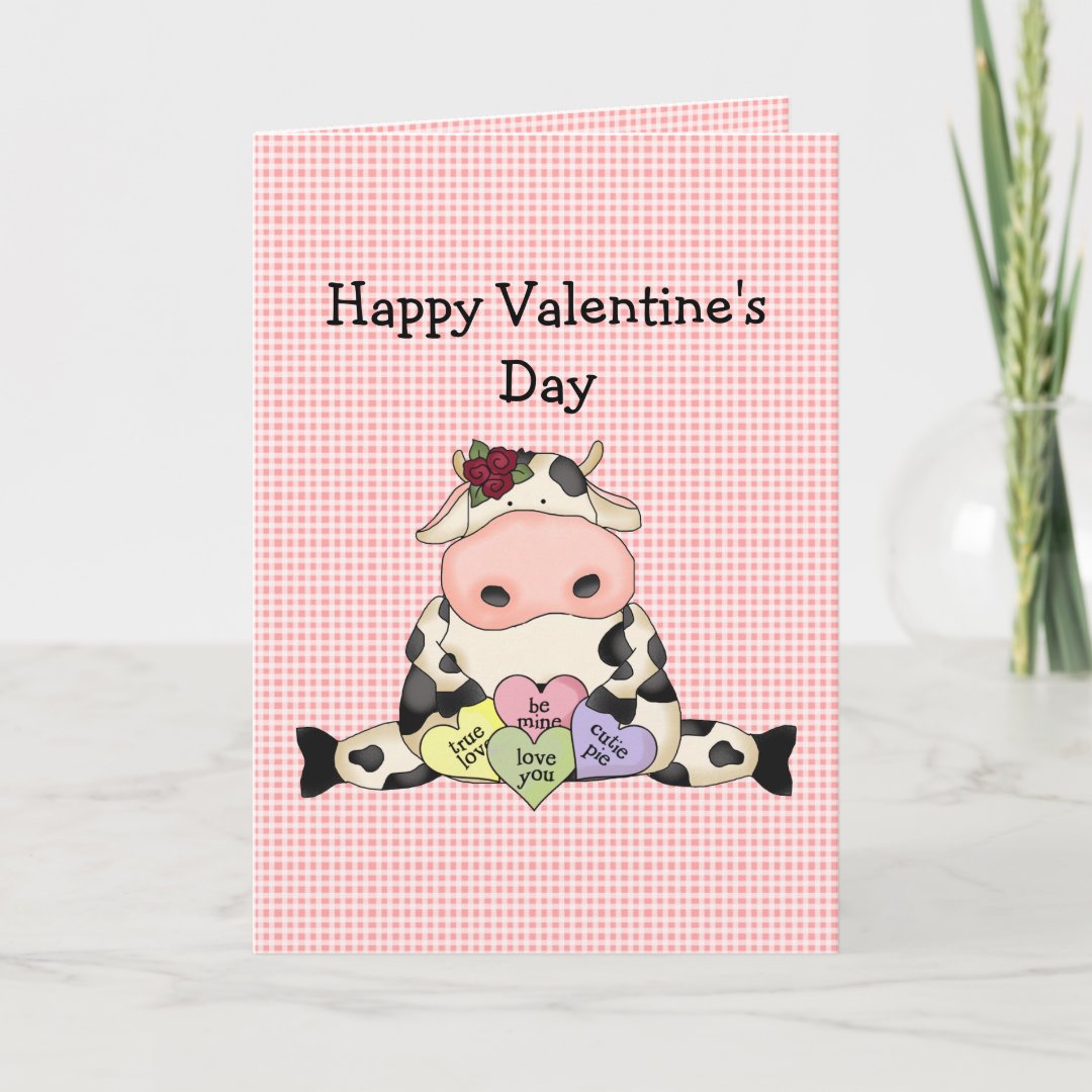 Country Fun Cow Valentine's Day Greeting Card | Zazzle