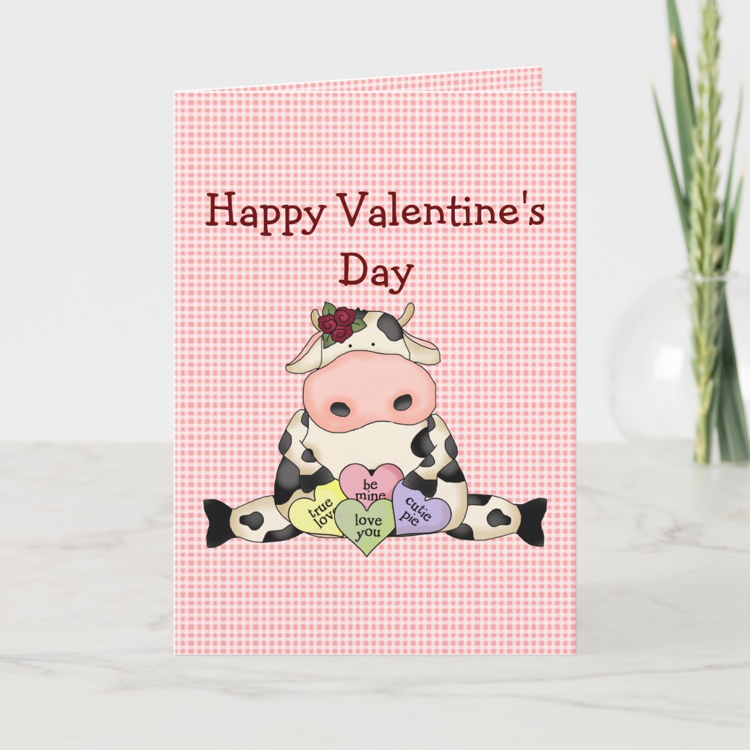 Country Fun Cow Valentine's Day Greeting Card | Zazzle
