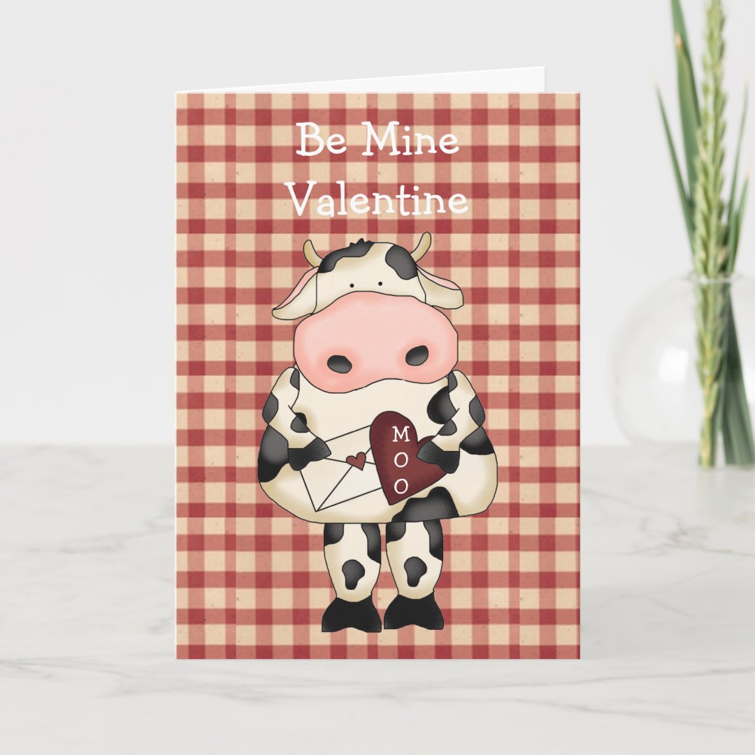 Country Fun Moo Cow Valentine's Day Card | Zazzle