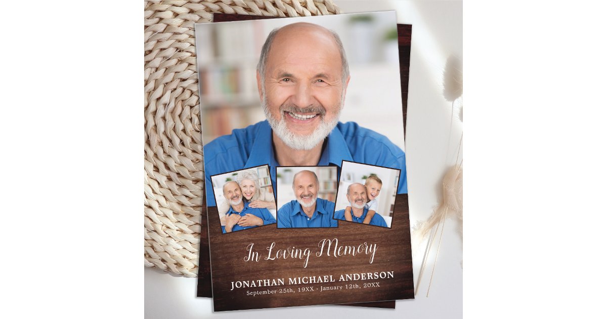 Country Funeral 4 Photo Sympathy Prayer Card | Zazzle