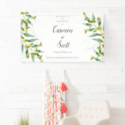 Country Garden Eucalyptus Greenery Wedding Welcome Banner | Zazzle