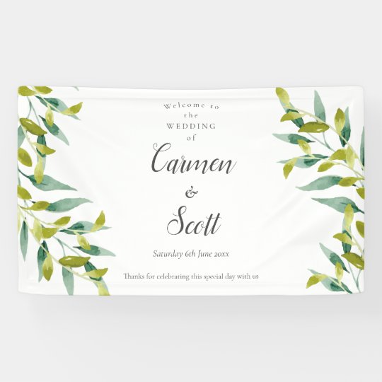 Country Garden Eucalyptus Greenery Wedding Welcome Banner | Zazzle.com