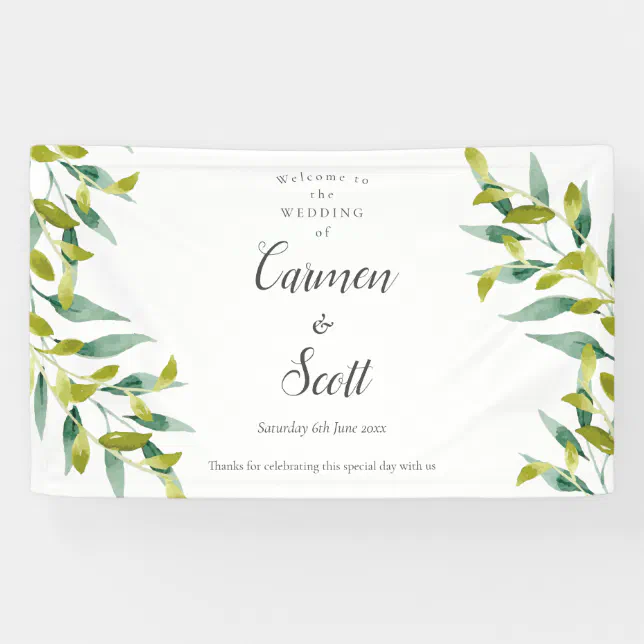 Country Garden Eucalyptus Greenery Wedding Welcome Banner | Zazzle