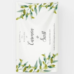 Country Garden Eucalyptus Greenery Wedding Welcome Banner | Zazzle