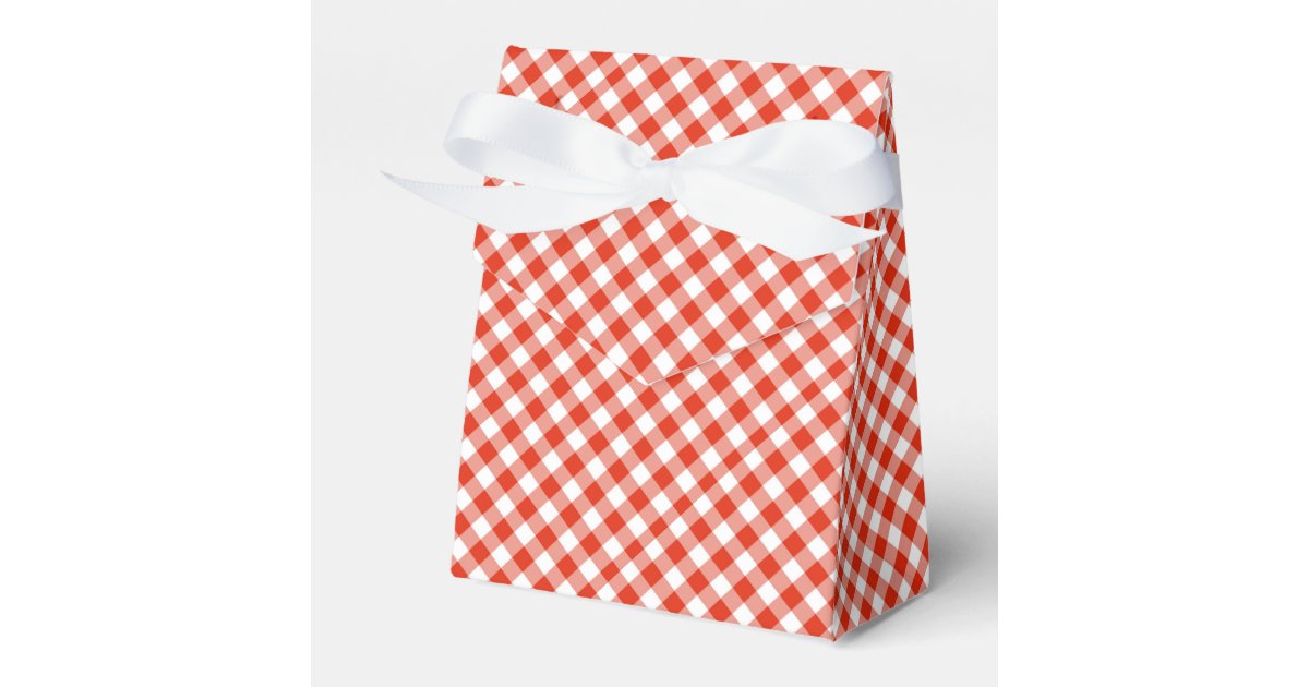Country Gingham Check Pattern Red Favor Boxes | Zazzle