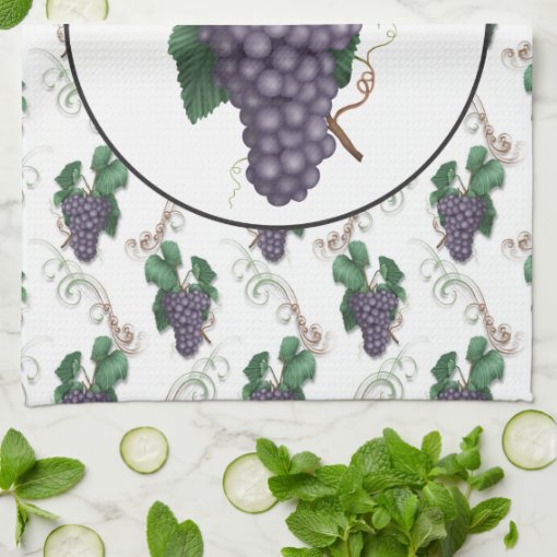 Country grapes kitchen fruit towel | Zazzle