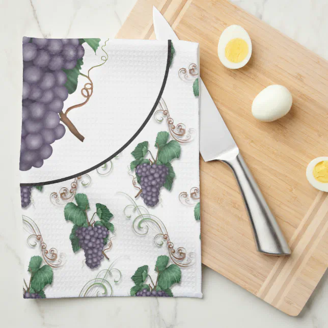 Country grapes kitchen fruit towel | Zazzle