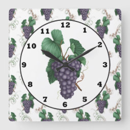 Country Grapes kitchen wall clock | Zazzle